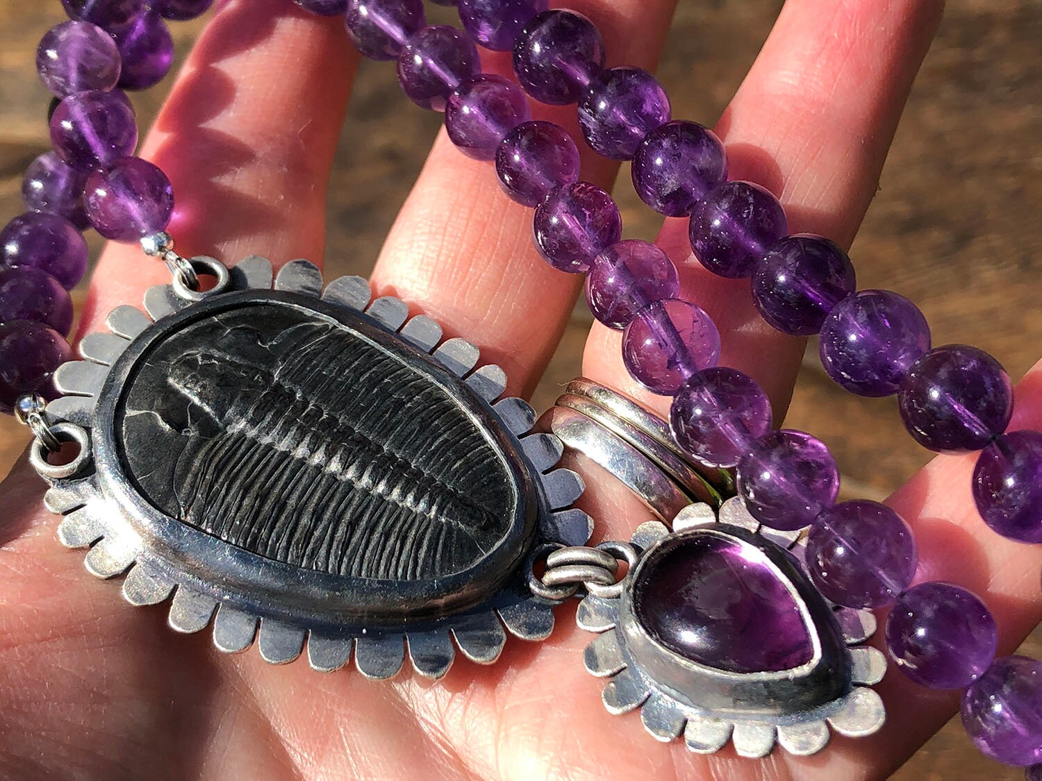 Trilobite Pendant. Artisan Sterling Silver Amethyst. Raw | Etsy