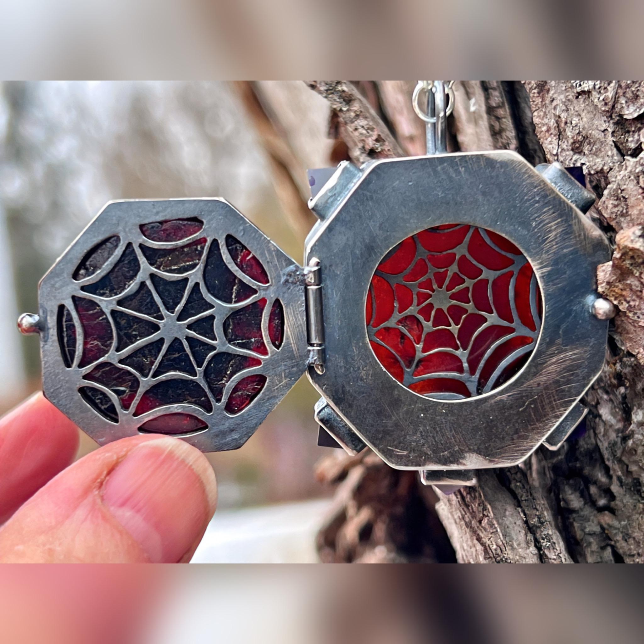 Guarded Spells Locket. Spider, Tarantula, Red, Purple, Black Magic ...