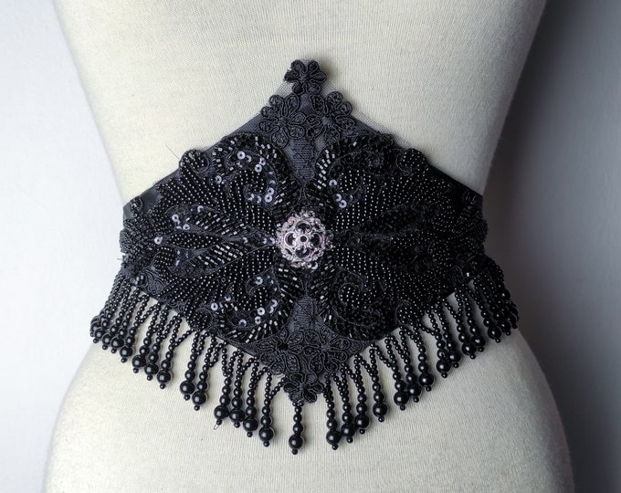 Waist Belt "daisy". Gothic Mesh Corset Waist-belt Heavy Beaded With ...