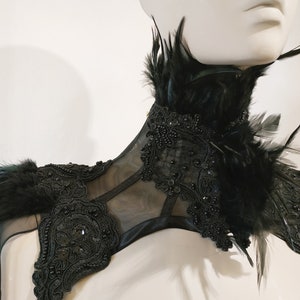 Shoulder-piece "evil Queen". Mesh & Beaded Lace Goth Neck Collar With ...