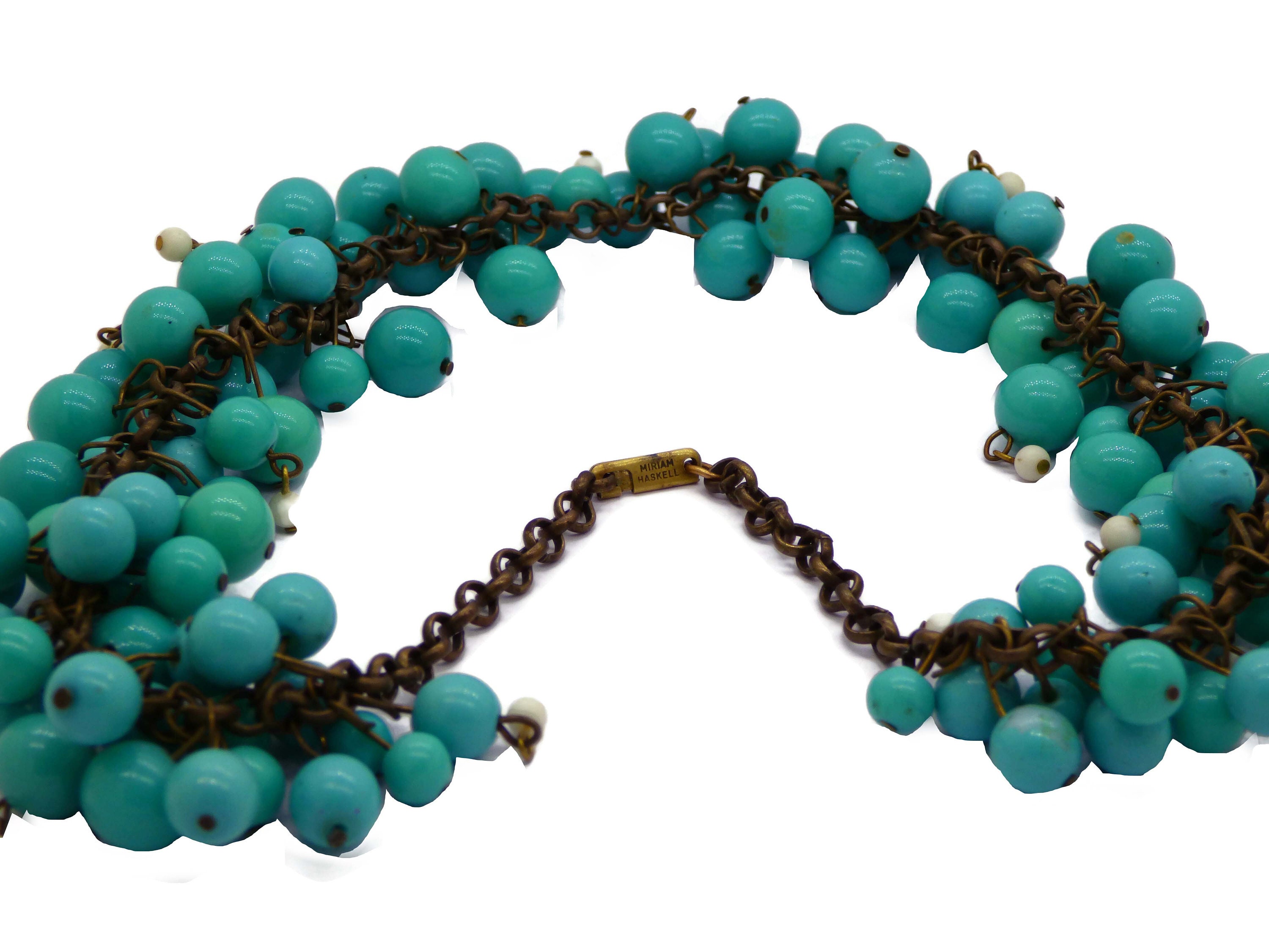 Miriam Haskell Turquoise Beaded Necklace - Etsy