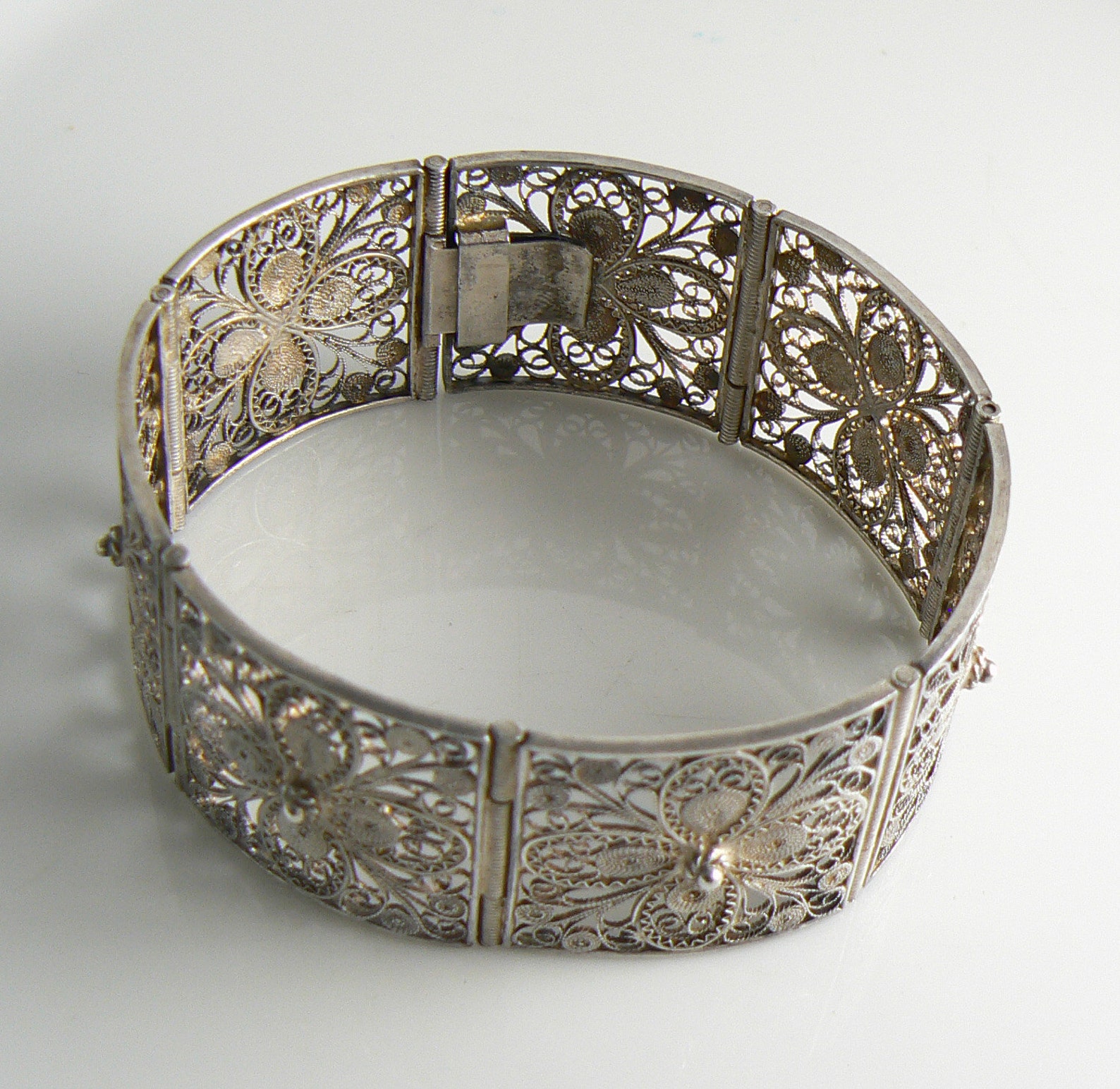 Vintage Fine Silver Filigree Hinged Bracelet Unique vintage | Etsy