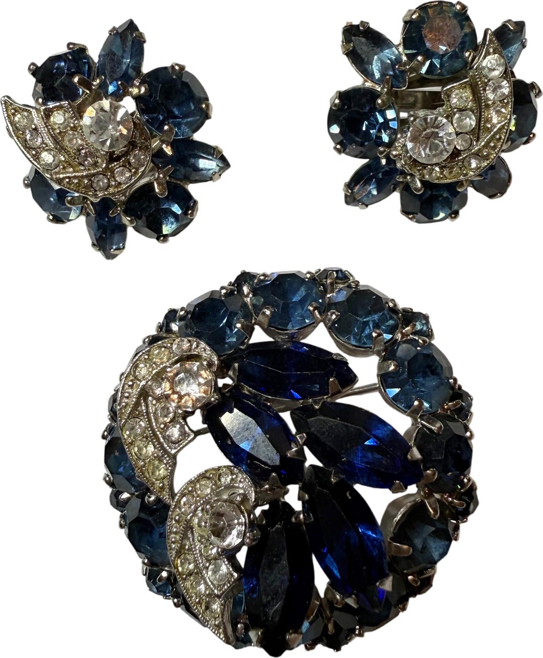 Vintage Weiss Navy Blue Demi Parure - Etsy