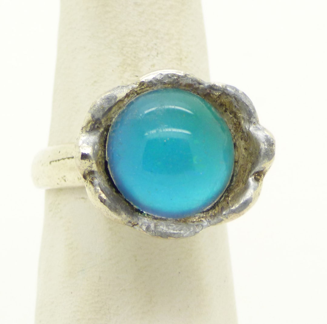 Floral 8 Mm Mood Stone Silver Tone Ring Size 6 - Etsy