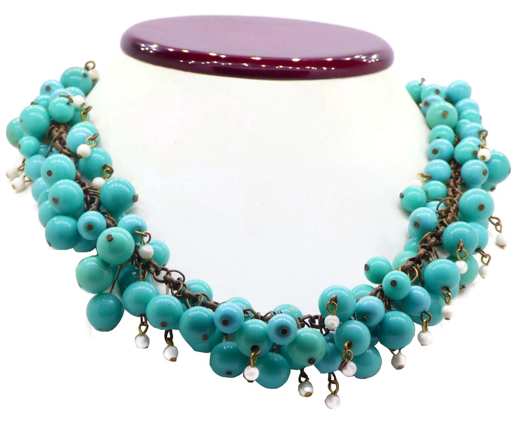 Miriam Haskell Turquoise Beaded Necklace - Etsy