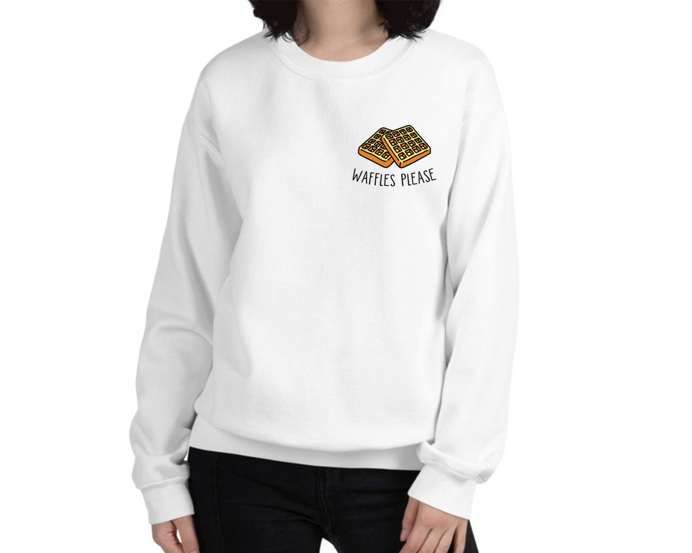 Waffles please tees pocket shirt funny sayings shirt cute tops | Etsy