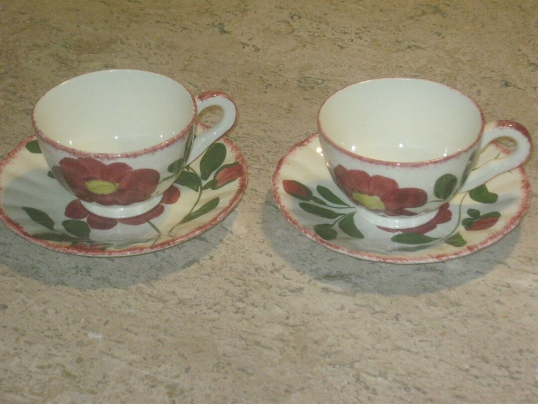Set of 2 Vintage Hand Painted Blue Ridge Nocturne Cups and Saucers ...