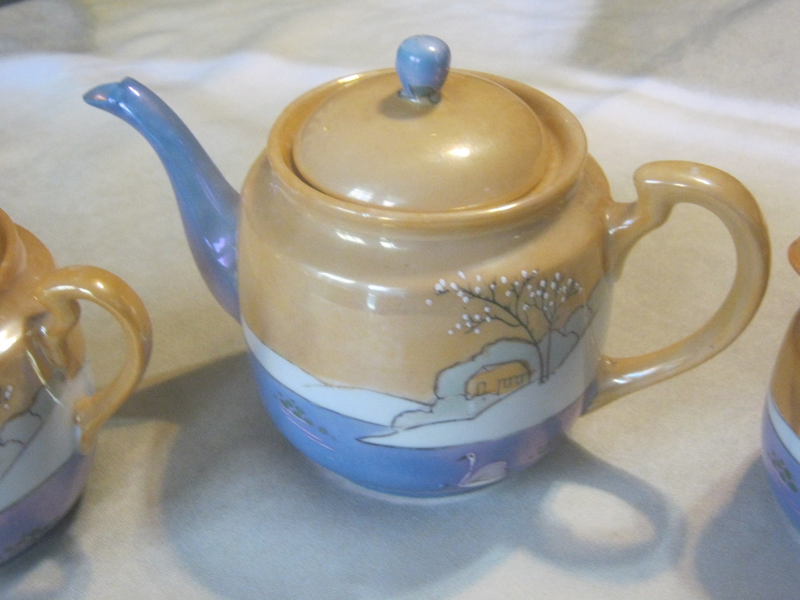 Vintage Luster Ware Tea Set Teapot - Creamer - Sugar Bowl Beautiful ...