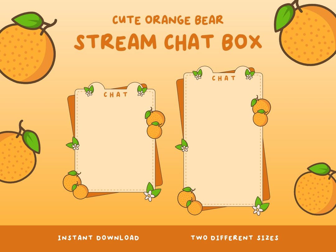 Twitch Chat Overlay Stream Chat Box | Kawaii Orange Bear Design | Just ...