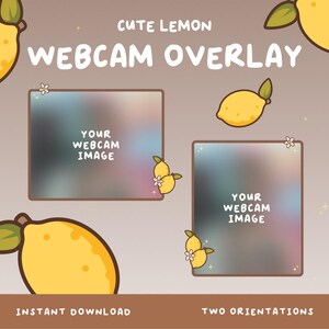 Twitch Webcam Overlay Stream Box | Kawaii Lemon Design | Yellow and ...