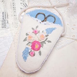 Embroidered Rose Bloom Scissor Case Hand-embroidered Scissor Sheath ...
