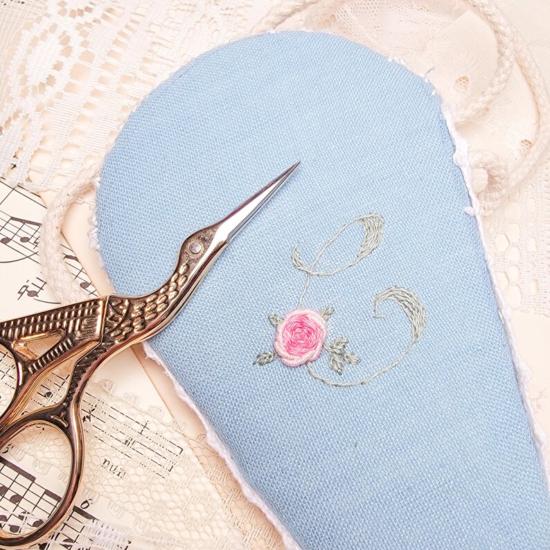 Embroidered Rose Bloom Scissor Case | Hand-embroidered Scissor Sheath ...