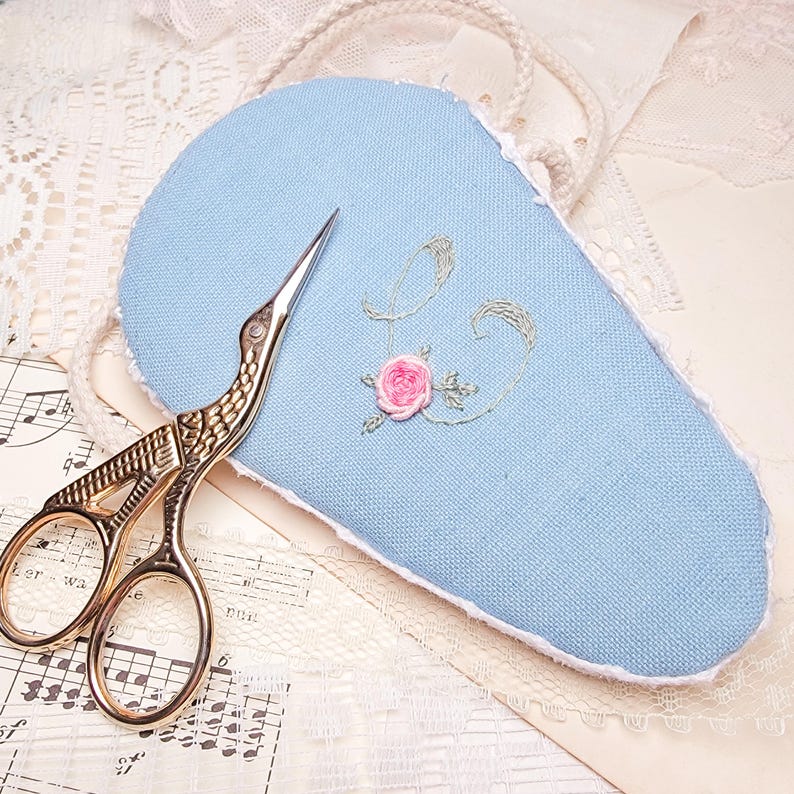 Embroidered Rose Bloom Scissor Case | Hand-embroidered Scissor Sheath ...