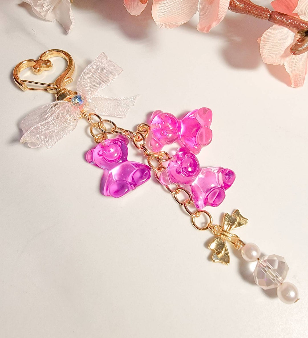 Gummy Bear Keychain Pink Gold Purple Gummi Bear Bag Holder Keychain ...