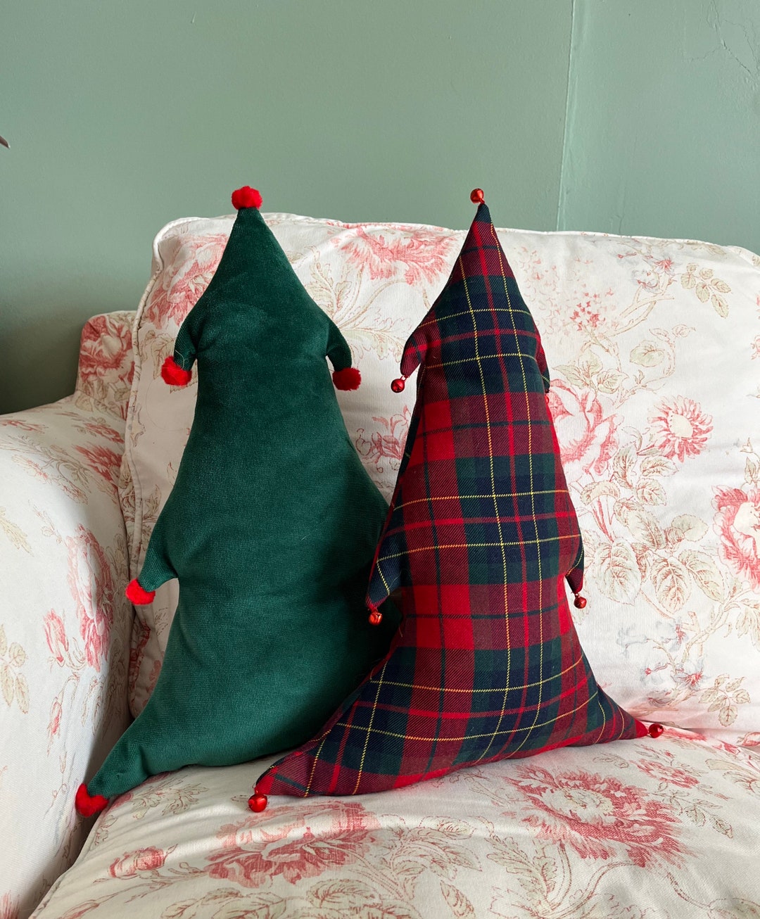 Christmas Tree Pillow, Velvet Tree Pillow, Christmas Tree Cushion ...