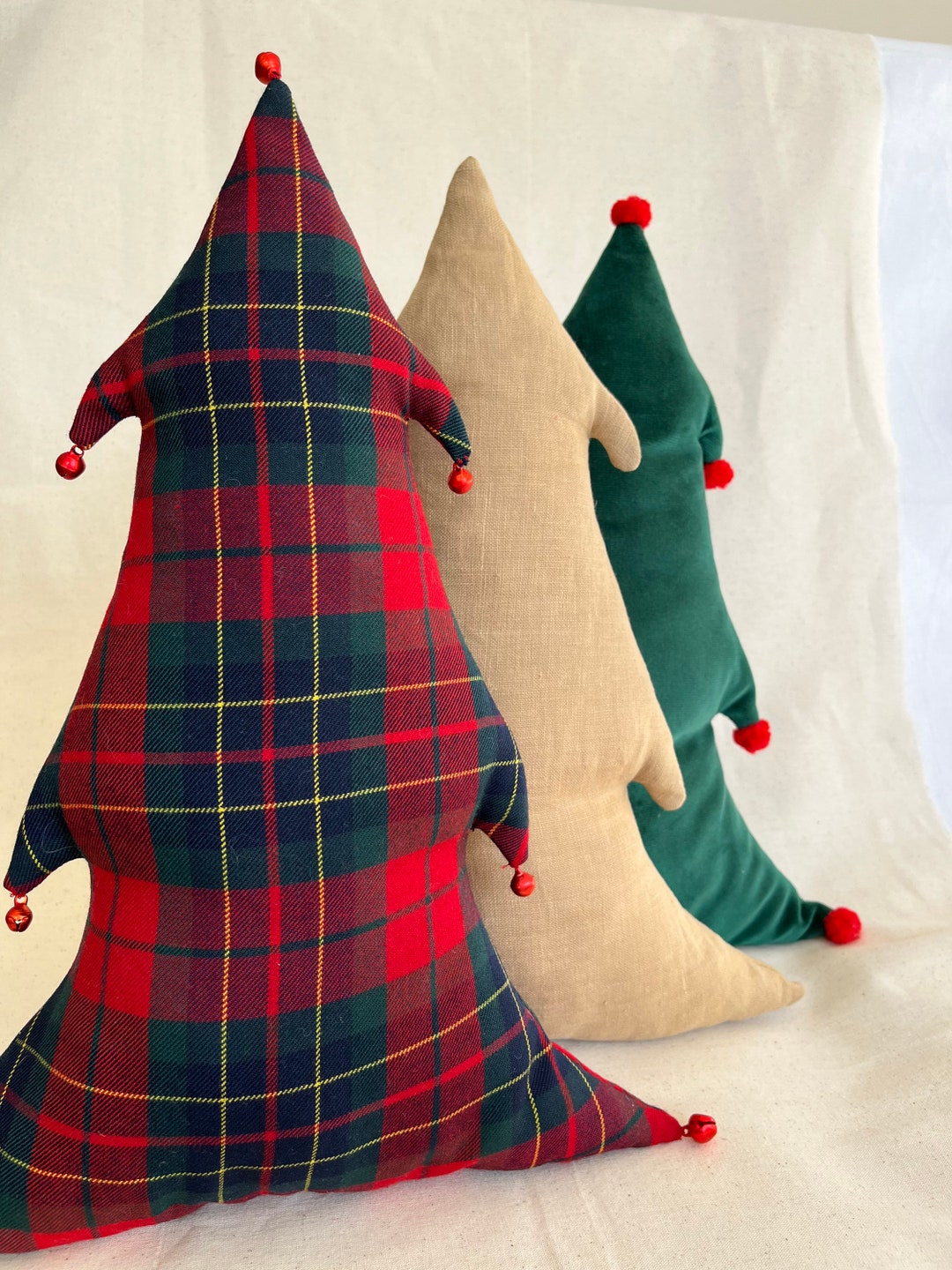 Christmas Tree Pillow, Tartan Tree Pillow, Christmas Tree Cushion ...
