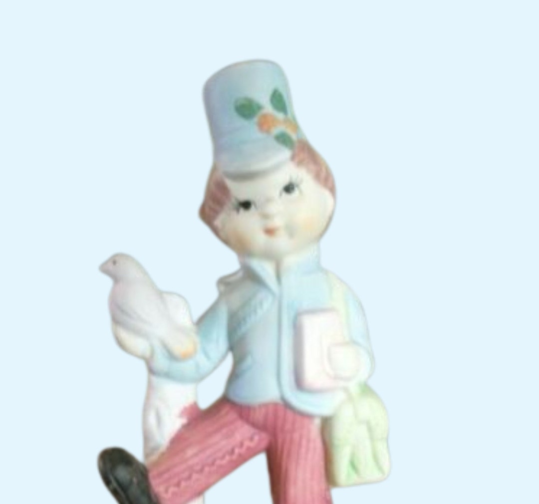 Porcelain Figurine Boy as French Mail Carrier Handpainted Ceramic ...