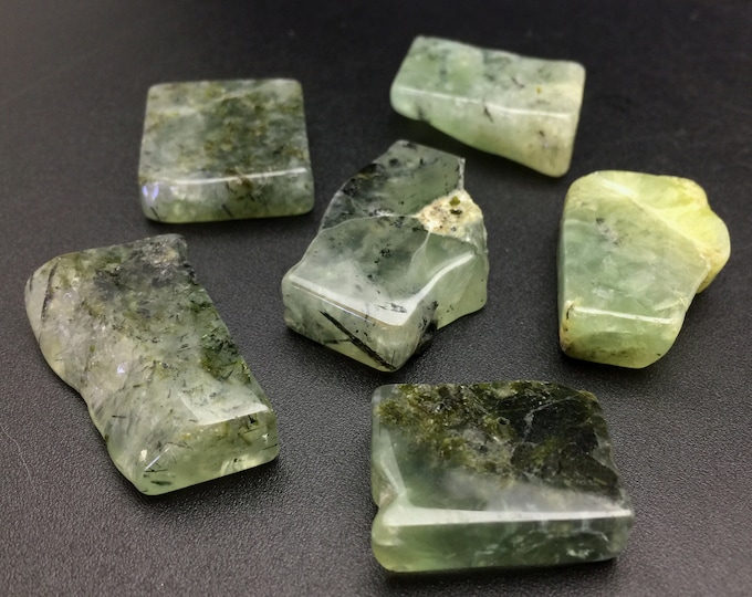 6 Prehnite With Epidote Polished Stones, Gemmy Green Prehnite With ...