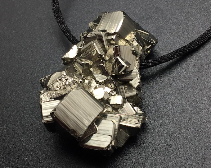Large Pyrite Crystal Pendant, 2.25 Inch Raw Pyrite Crystal From Peru ...