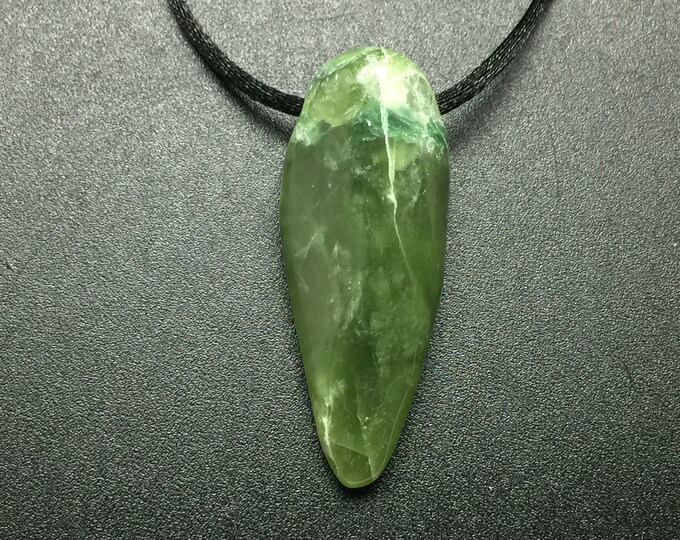Vesuvianite Pendant 50mm, Green Idocrase Stone From Morocco, Polished ...