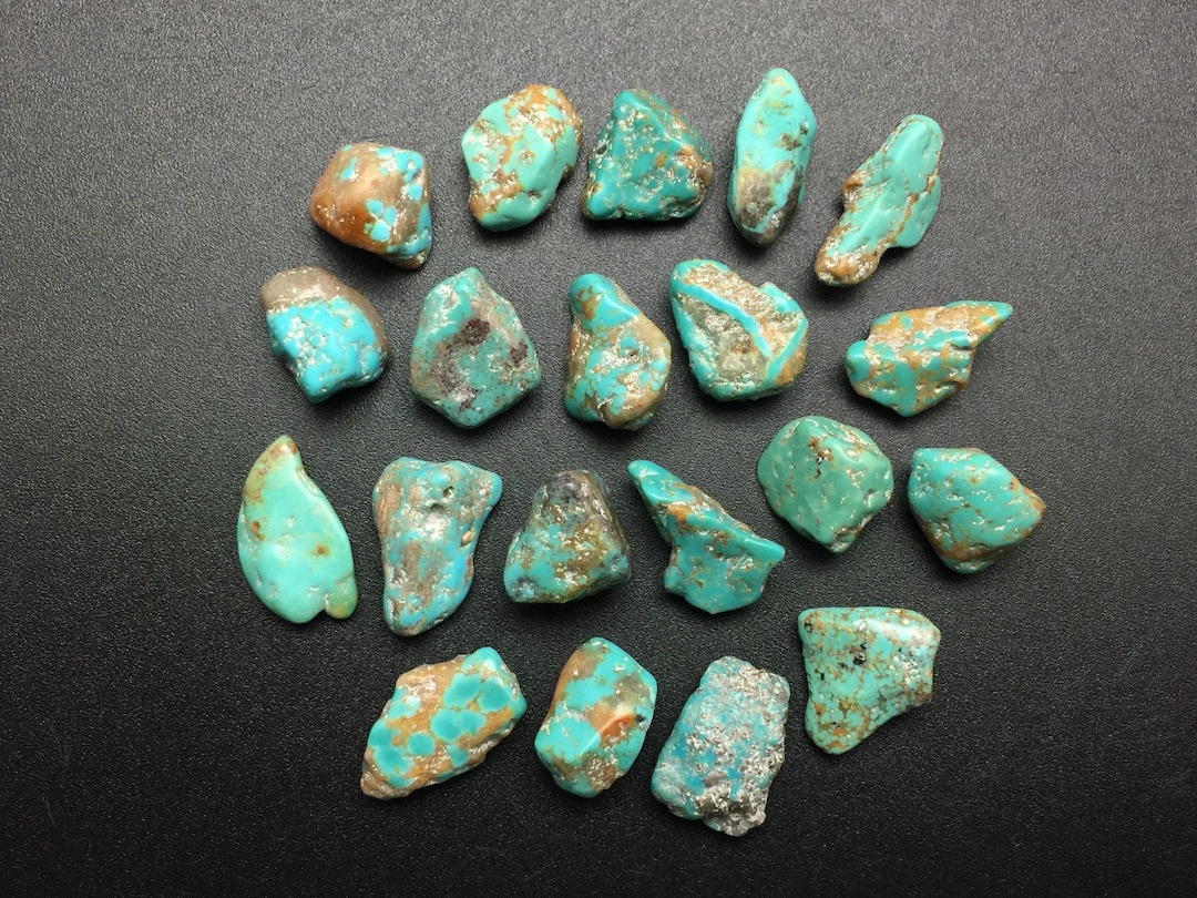 20 Turquoise Stones From Kingman, Arizona. Small 20mm Genuine Turquoise ...