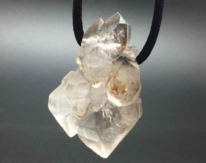Elestial Jacare Quartz Crystal Pendant, 2.25 Inch Raw Quartz Double ...
