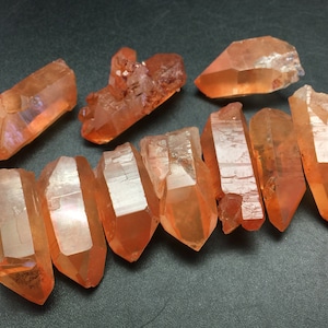 10 Tangerine Quartz Crystals, Natural Orange Quartz Crystals From ...
