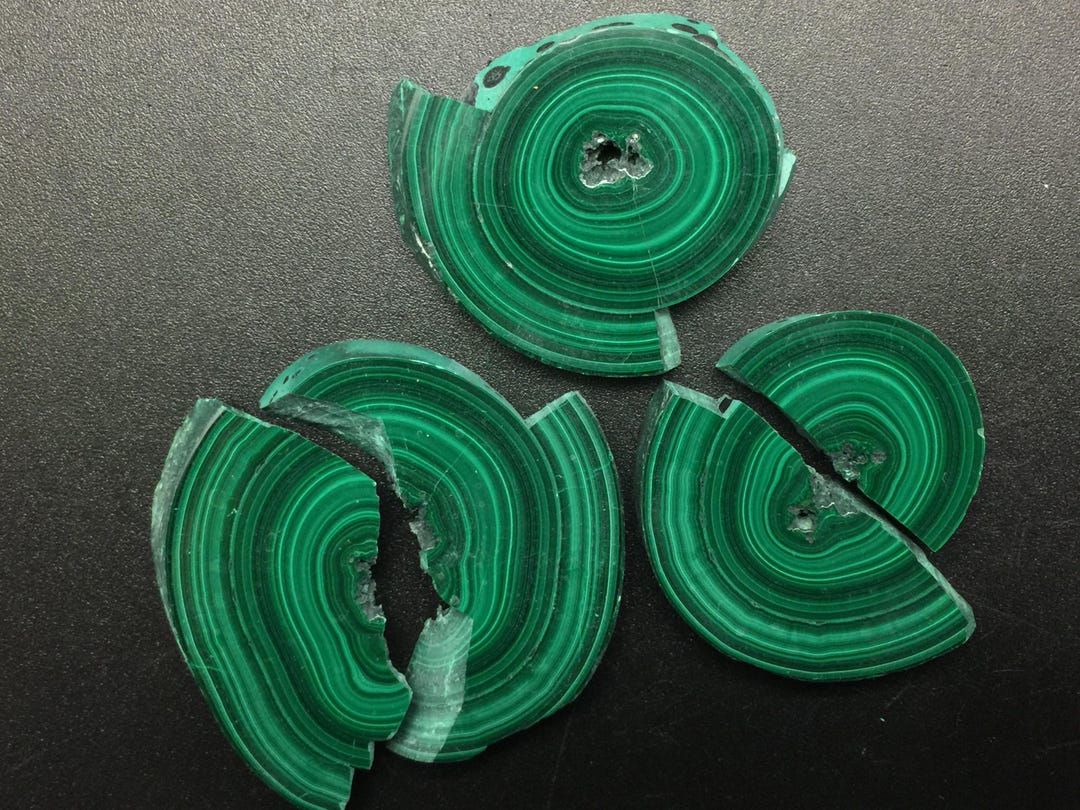 5 Malachite From the Congo, Green Malachite Stones, Polished Flat Stone ...
