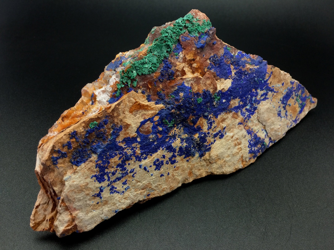 Large 7.5 Inch Azurite Malachite in Matrix Specimen, Green Malachite ...