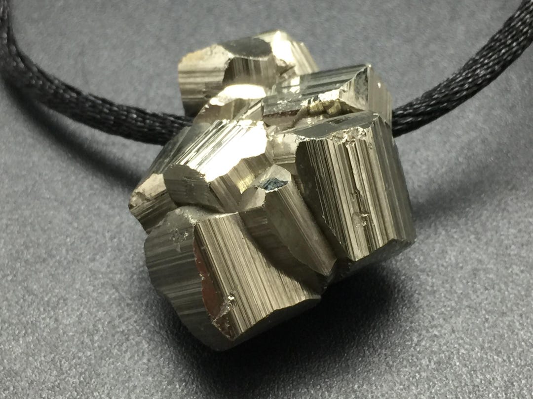 Cubic Pyrite Crystal Pendant, Raw Pyrite Crystal Cluster From Peru ...