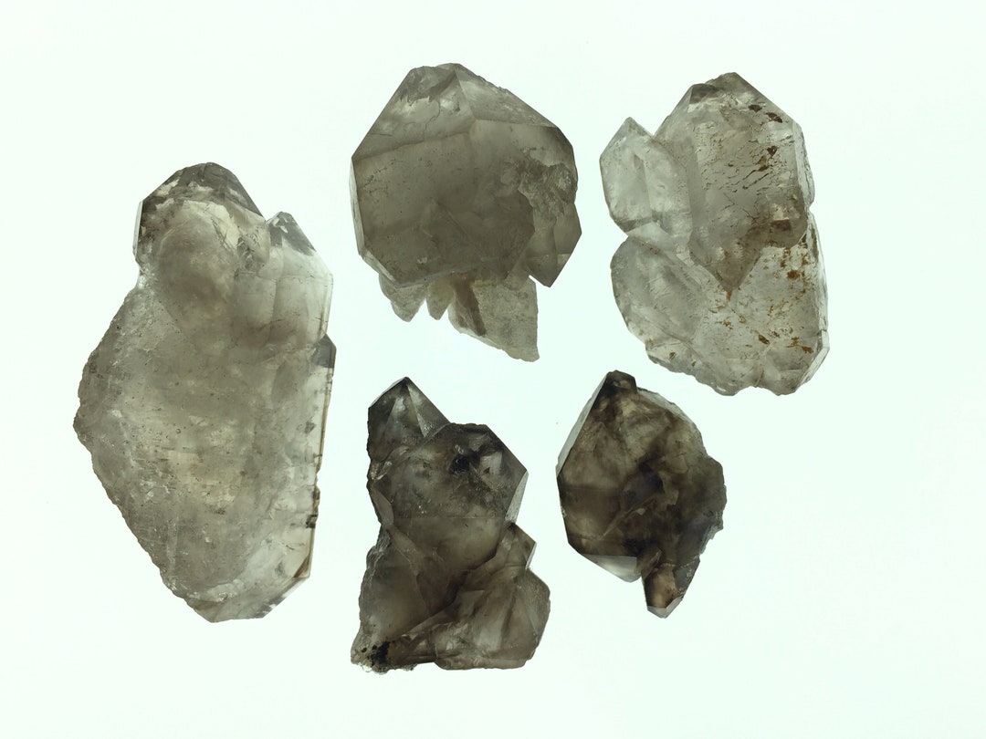 5 Smoky Jacare Quartz Crystals, Rare Jacare Crystal Specimens, Double ...
