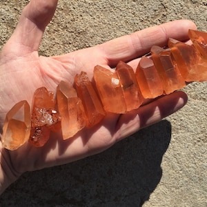 10 Tangerine Quartz Crystals, Natural Orange Quartz Crystals From ...