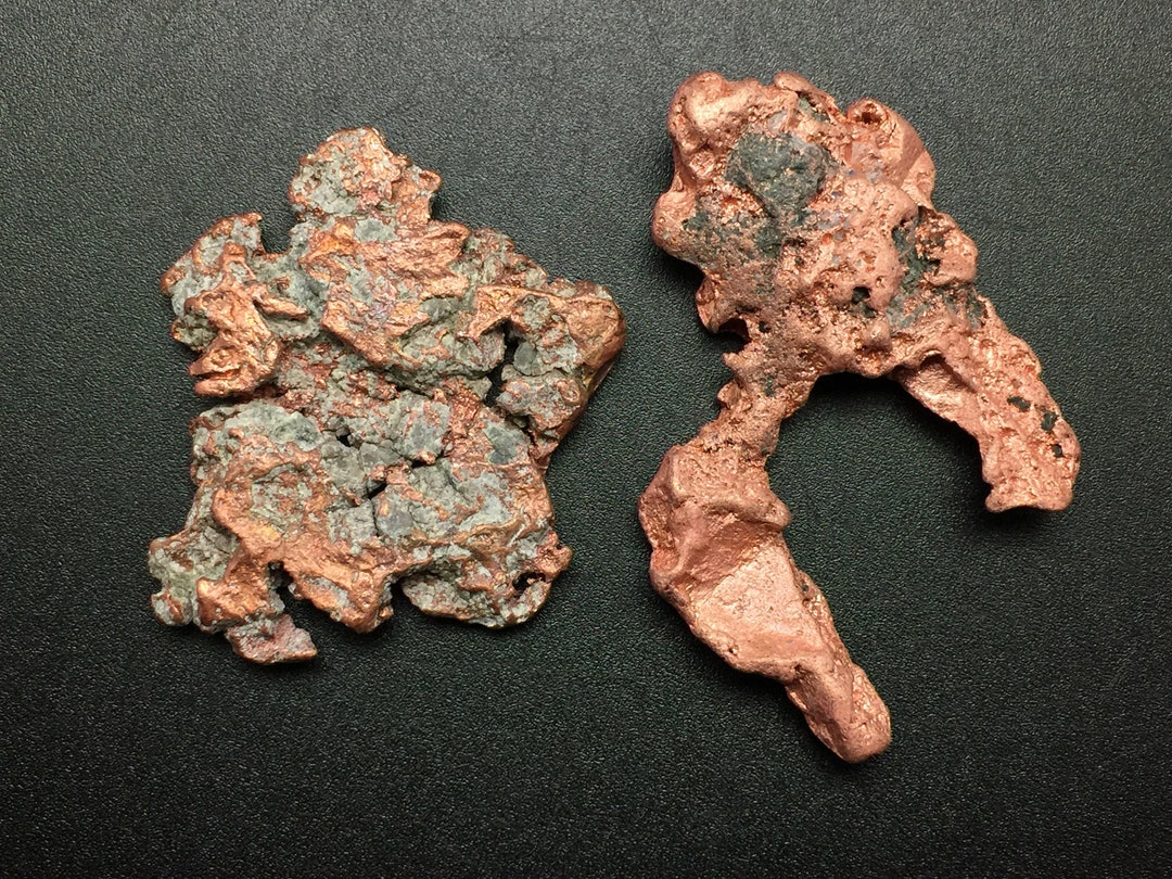 2 Native Copper Nuggets, Raw Natural Copper From Michigan, Flat Rough ...