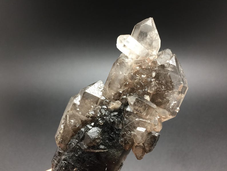 X-large Smoky Jacare Quartz Crystal Pendant 4.5 Inch Raw Elestial Tabby ...