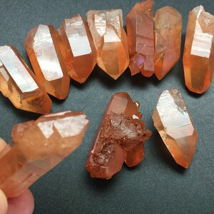 10 Tangerine Quartz Crystals, Natural Orange Quartz Crystals From ...