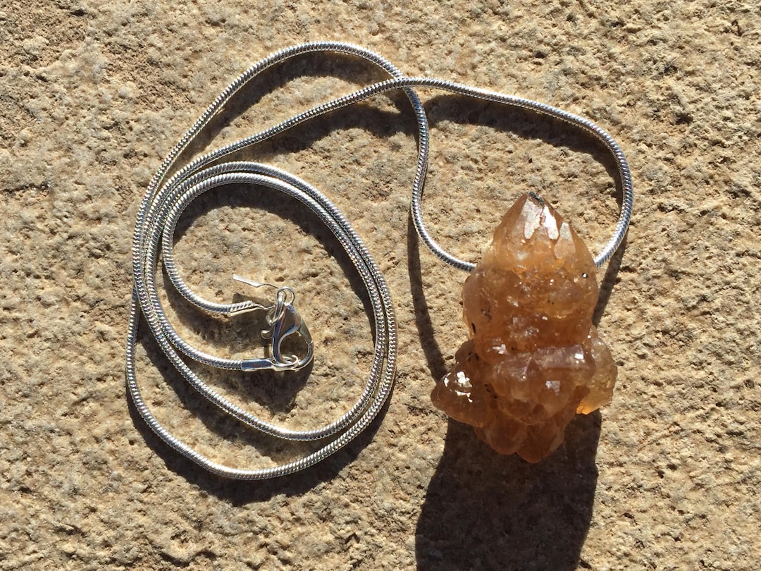 Elestial Citrine Crystal Pendant, 33mm Raw Natural Untreated Citrine ...
