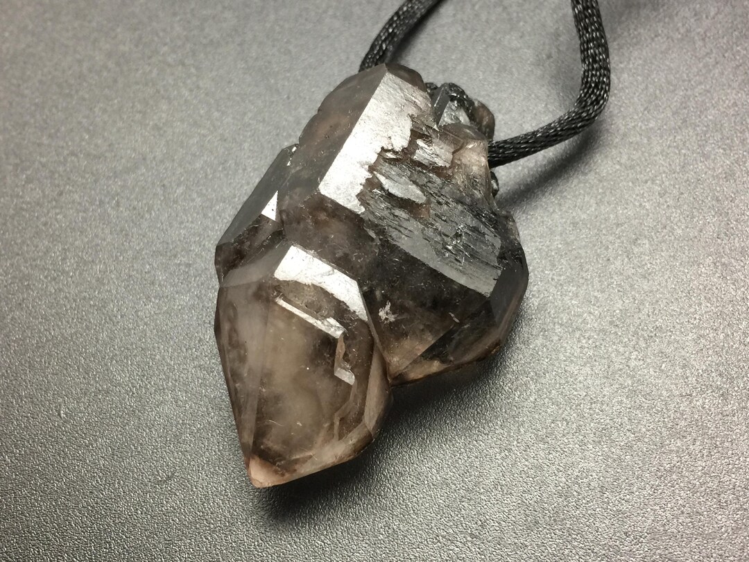 Large Smoky Jacare Quartz Crystal Pendant, 2.5 Inch Raw Quartz Crystal ...