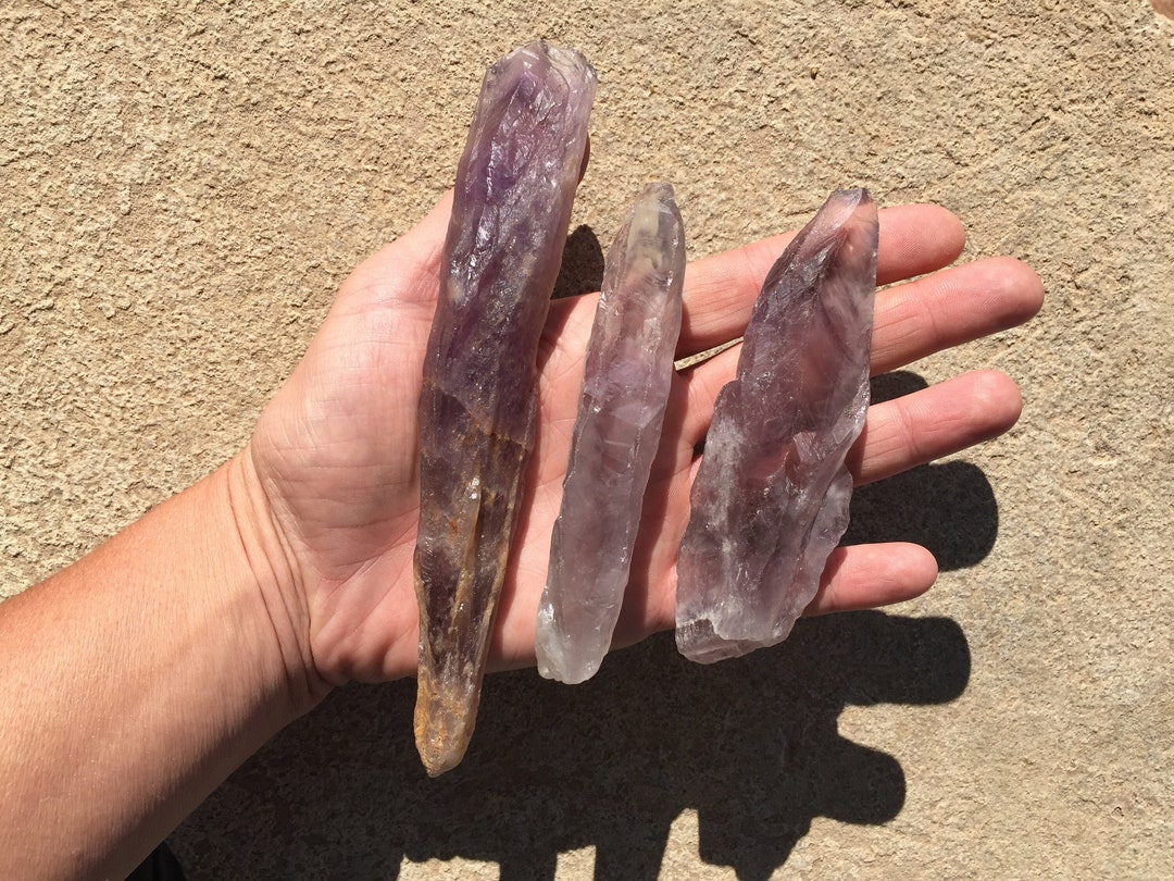 3 Large Mexican Amethyst Crystal Shards, 4.75 & 7 Inch Raw Purple ...