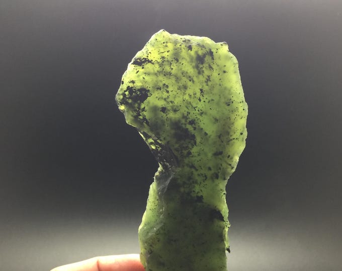 Raw Jade Stone Slice, 5.25 Inch Green Nephrite Jade Stone From ...