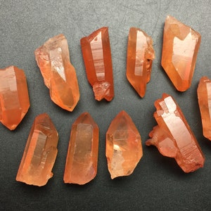 10 Tangerine Quartz Crystals, Natural Orange Quartz Crystals From ...