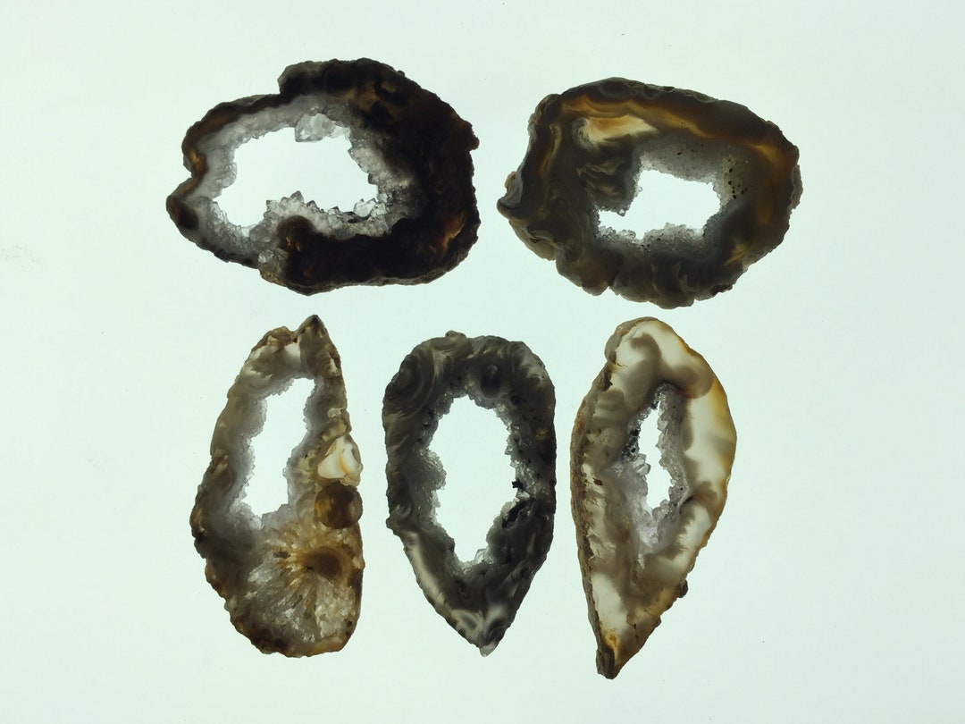 5 Occo Geode Slices, 1.5 Inch Thin Flat Geode Slice With Crystal Druzy ...
