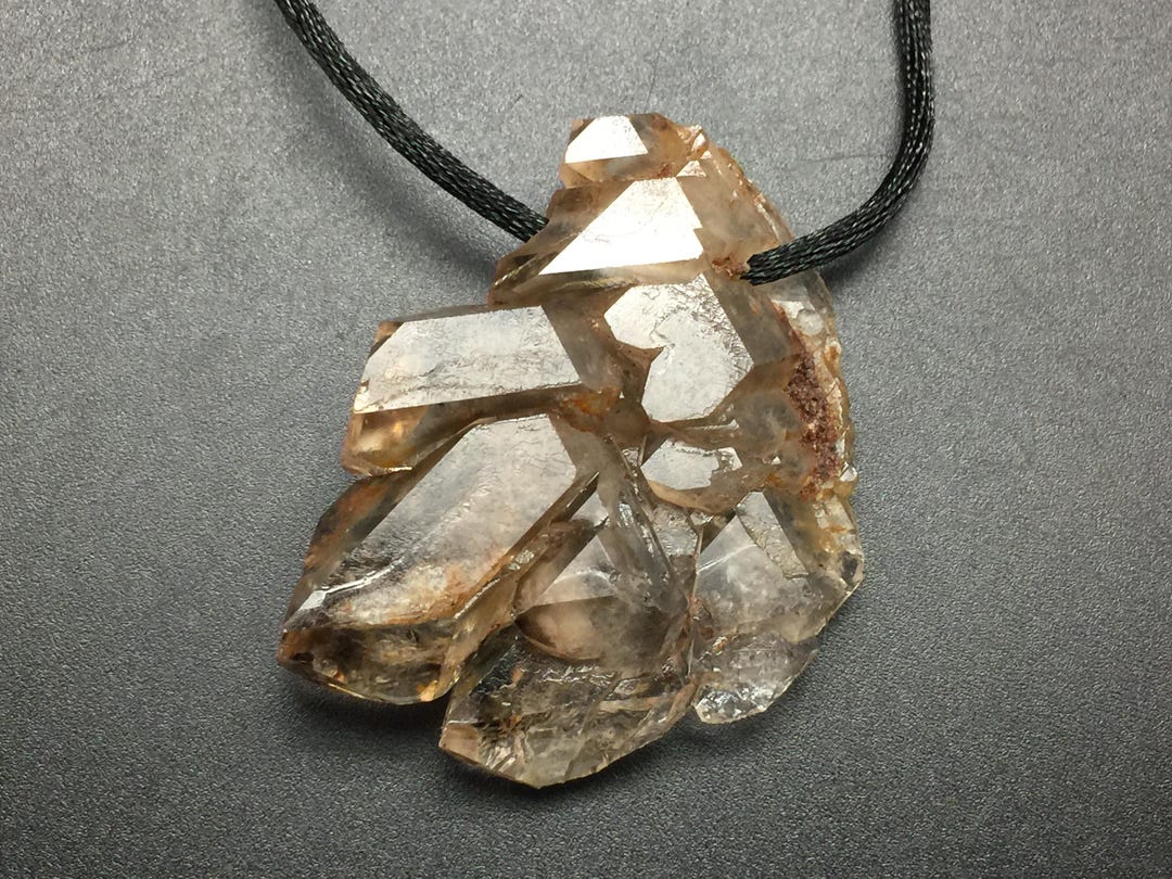 Large Smoky Jacare Quartz Crystal Pendant, 2.75 Inch Raw Smoky Quartz ...