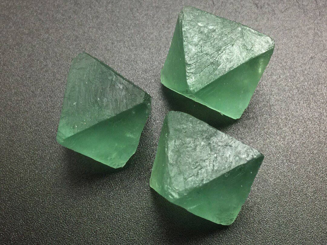 3 Fluorite Octahedron Crystals, 35mm Raw Fluorite High Grade Green ...