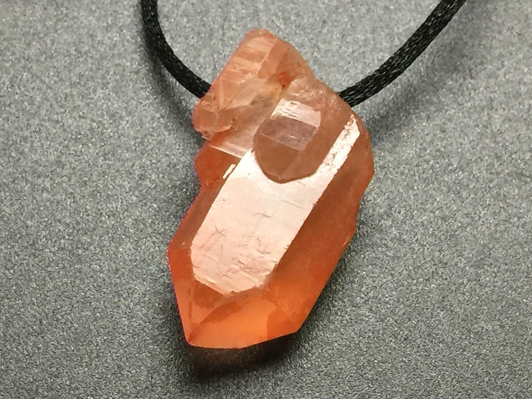 Tangerine Quartz Crystal Pendant, Natural Orange Quartz Crystal With ...