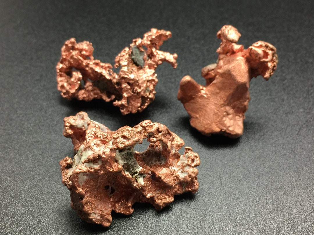 3 Native Copper Nuggets, Raw Natural Copper From Michigan, 40mm Rough ...