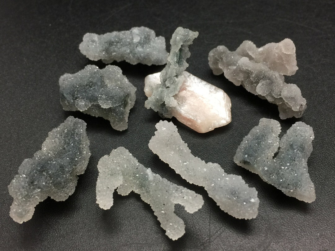 8 Chalcedony Stalactite Crystals, Sparkly Druzy Cave Crystals, Raw ...