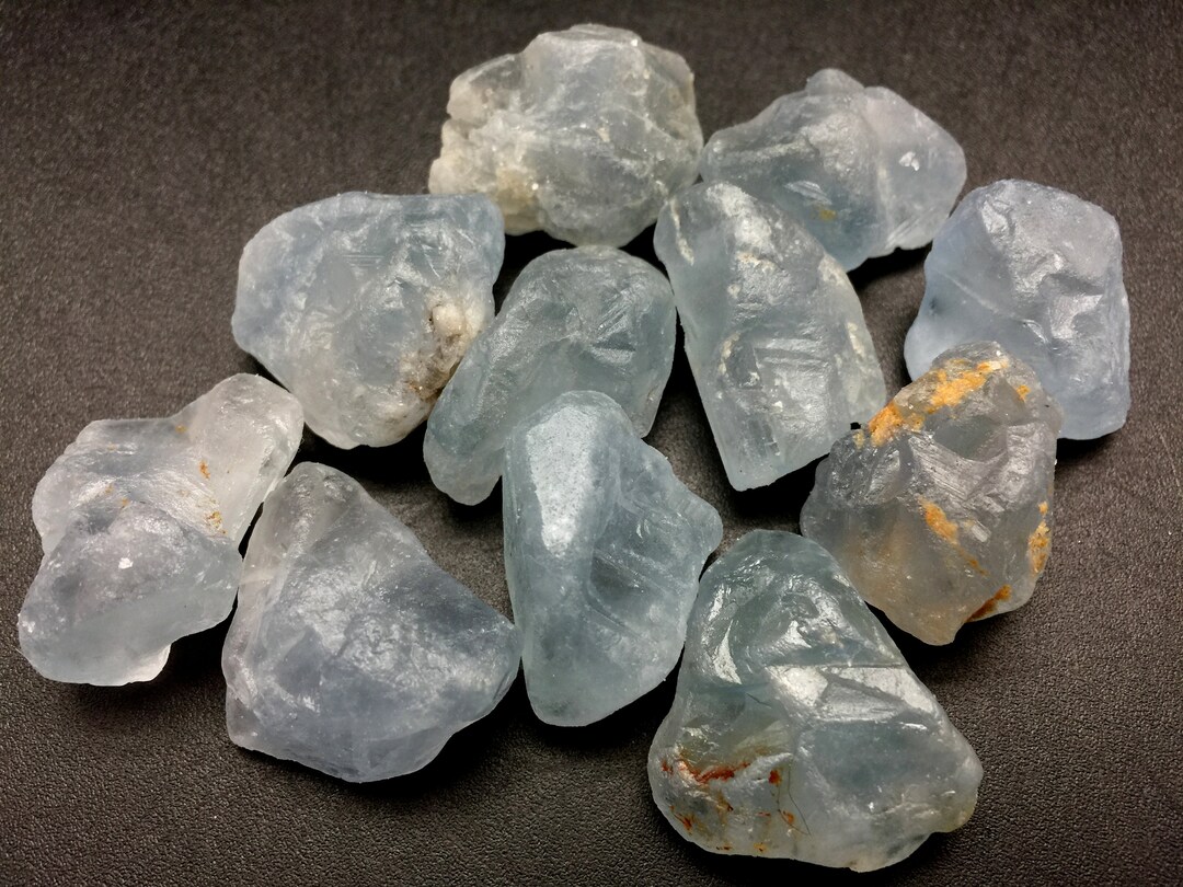 11 Celestite Crystals, Small Raw Blue Celestite / Celestine, Raw ...