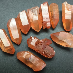 10 Tangerine Quartz Crystals, Natural Orange Quartz Crystals From ...