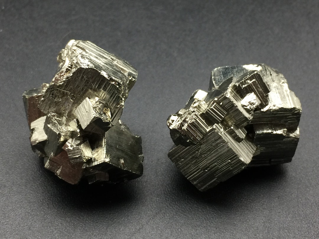 2 Pyrite Crystals, Small Cubic Pyrite Crystal Clusters, Natural Raw Pyrite Crystals, Raw ...