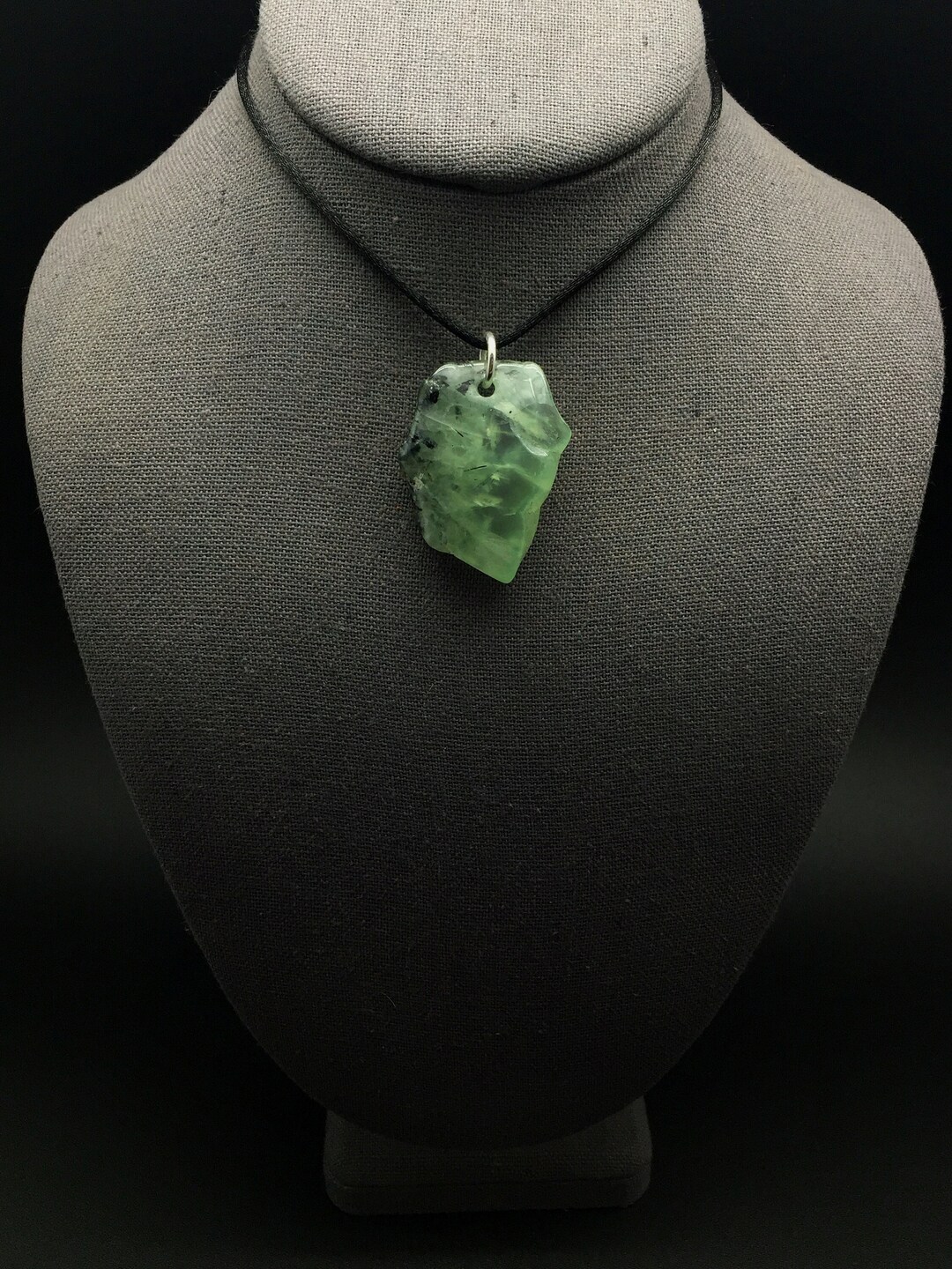 Prehnite Stone Pendant 45mm, Polished Gem Green Prehnite With Sterling Silver, Prehnite Stone ...